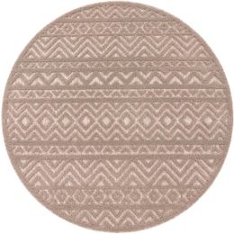 Paco Home Teppich &raquo;Livorno 673&laquo; rund 14 mm H&ouml;he Uni-Farben, Scandi, Rauten Muster, Hoch-Tief Effekt, Outdoor geeignet beige Obermaterial: 100%...