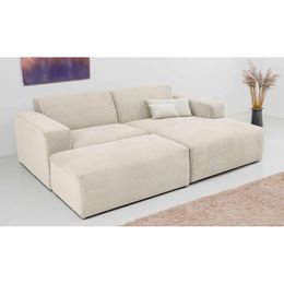 OTTO home Ecksofa &raquo;Koa,228cm, L-Form, Modulsofa, Webstoff, Cord, Struktur, Chenille&laquo; Designsofa, Set, Hocker inklusive, weicher Lounge-Sitzkomfort 