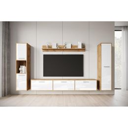 Inosign Wohnwand &raquo;BOGOTA XL, Vitrine T&uuml;ranschlag links/rechts wechselbar&laquo; 4 Stk. tlg. wei&szlig; Holzwerkstoff, Kunststoff