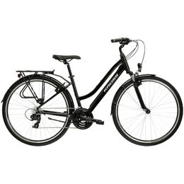 KROSS Trekkingrad »Damen-Trekkingrad 28" Trans 1.0 Schwarz 21 Gänge« 21 Gang Shimano TOURNEY TY300 Schaltwerk Kettenschaltung schwarz+schwarz