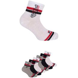 Fila Kurzsocken »JUNIOR BOY QUARTER SOCKS« 6 Paar tlg. sportliches Design mit dynamischen Streifen WHITE NAVY GREY 35-38 35-38 Kindersocken von Fila
