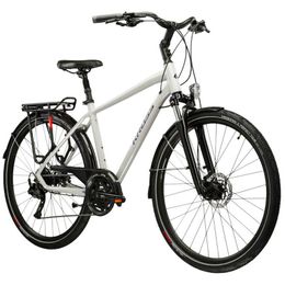 KROSS Trekkingrad »Herren-Trekkingrad 28" Trans 5.0 Grau 18 Gänge« 18 Gang Shimano CUES U3020 Schaltwerk Kettenschaltung grau+schwarz