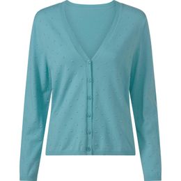 CR&Eacute;ATION L Damen Strickjacke mit 3D-Tupfen ozean Gr&ouml;&szlig;e 52