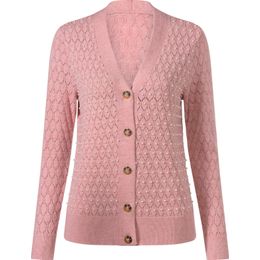 CR&Eacute;ATION L Damen Ajourstrickjacke mit Zierperlen rosenquarz-meliert Gr&ouml;&szlig;e 38