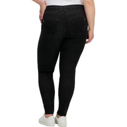 sheego Damen Schlupfjeans mit schmalem Bein black denim Gr&ouml;&szlig;e 46