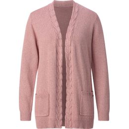 CR&Eacute;ATION L Damen Strickjacke mit aufgesetzten Taschen rosenholz-ecru-meliert Gr&ouml;&szlig;e 38