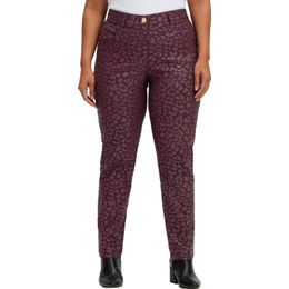 sheego Damen Bengalinhose mit beschichtetem Leo-Print burgund-bedruckt Gr&ouml;&szlig;e 40