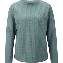 CR&Eacute;ATION L Damen Langarmshirt mit Jacquard-Muster jade Gr&ouml;&szlig;e 36