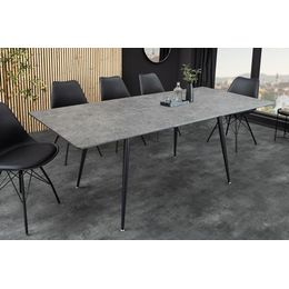 Riess Ambiente Ausziehbarer Esstisch APARTMENT 120-160cm grau Beton-Design schwarzes Metallgestell Riess-Ambiente Esszimmertisch rechteckig 6 Personen Industrie &...