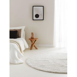 benuta Pure Wollteppich Dina Cream &oslash; 100 cm rund - Naturfaserteppich aus Wolle