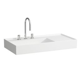 Laufen Kartell Waschtisch 8103380008151, 90x46cm, wei&szlig;, Ablage rechts, 2 Hahnl&ouml;cher, Saphirkeramik