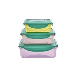 Rice Rechteckige Plastik Lebensmittelboxen - Mehrfarbig - 3er Set in pink | Gr.: onesize
