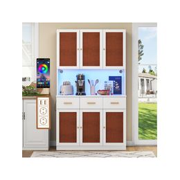 ABRIHOME Sideboard 182 cm mit LED & Steckdose in Wei&szlig; | Gr.: onesize