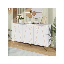 ABRIHOME 3-türig griffloses Sideboard für Esszimmer, Wohnzimmer, Küche in Weiß | Gr.: onesize