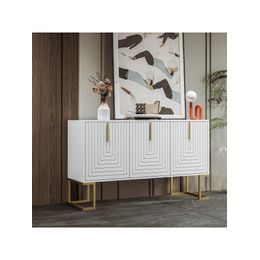 ABRIHOME 3-t&uuml;riges Sideboard mit verstellbaren Regalen in Wei&szlig; | Gr.: onesize