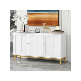ABRIHOME Stilvolles 3-t&uuml;riges Sideboard mit Marmor Tischplatte in Wei&szlig; | Gr.: onesize