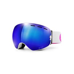 YEAZ XTRM-SUMMIT Ski- Snowboardbrille mit Rahmen blau/pink verspiegelt in weiß | Gr.: onesize