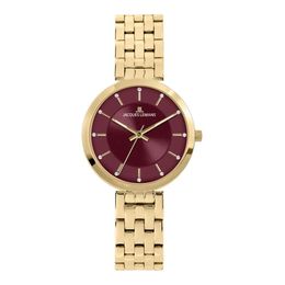 Jacques Lemans Damen-Armbanduhr Milano Goldfarben/Weinrot | Gr.: onesize