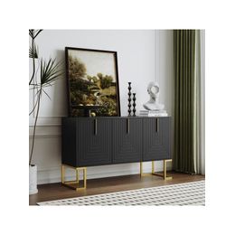 ABRIHOME 3-t&uuml;riges Sideboard mit verstellbaren Regalen in Schwarz | Gr.: onesize