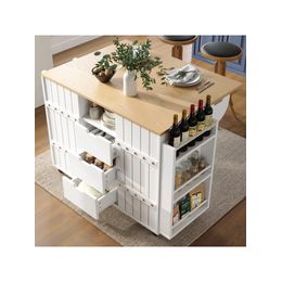 ABRIHOME Servierwagen K&uuml;chenwagen mit rollen und arbeitsplatte in Wei&szlig; | Gr.: onesize