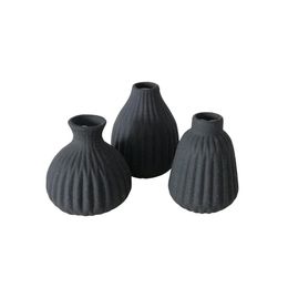Boltze Vase Esko 3er-Set in schwarz aus rau | Gr.: onesize