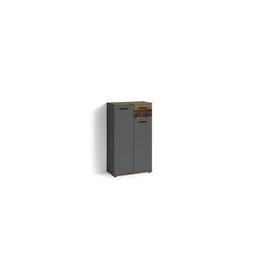 ByLiving Schuhschrank Jakob in Anthrazit / Old Wood - (B) 60 x (H) 102 x (T) 30 cm | Gr.: onesize