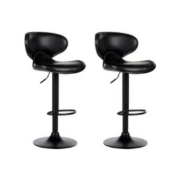 Beliani 2-tlg Drehhocker CONWAY in Schwarz/Schwarz | Gr.: onesize