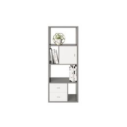 Phoenix Group AG Fortuna - SET Regal mit 6 F&auml;chern inkl. T&uuml;r-/Schubladeneinsatz, grau, B/H/T: 58x146,6x34 cm | Gr.: onesize