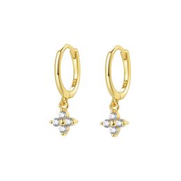 Hey Happiness Vergold. Ohrringe Zirkonia Blume 925 Sterlingsilber in Gold | Gr.: onesize