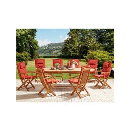 Beliani 9-tlg Gartentisch Set MAUI II in Braun/Rot | Gr.: onesize