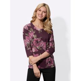 Sieh an! 3/4-Arm-Shirt in burgund-mauve-bedruckt | Gr.: 44