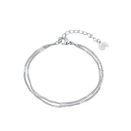 Hey Happiness Armkette Zweireihig Edelstahl in Silber - (L) 15,5-19,5 cm | Gr.: onesize