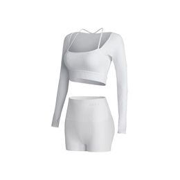 YEAZ CLUB LEVEL SET Long Top + Shorts in weiß | Gr.: S