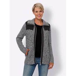 Sieh an! Strickjacke in schwarz-ecru-meliert | Gr.: 48