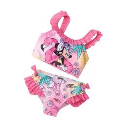 Disney Minnie Mouse Bikini mit Rüschen Zweiteiler Schwimmanzug in pink | Gr.: 110/116