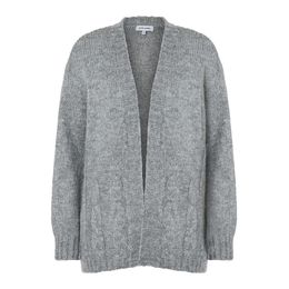 More & More More & More klassische, weiche Strickjacke mit Zopf in warm grey melange | Gr.: 44