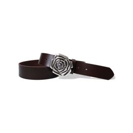 Fronhofer Damen Lederg&uuml;rtel Silber in Dunkelbraun | Gr.: 100 cm