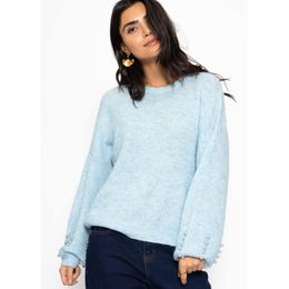 SASSYCLASSY Pullover mit Perlendetails in Hellblau | Gr.: S