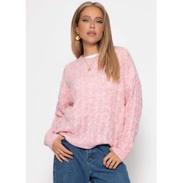 SASSYCLASSY Pullover mit Zopfmuster in Rosa | Gr.: M