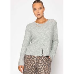 SASSYCLASSY Cardigan mit Rippstruktur in Hellgrau | Gr.: S