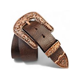 Fronhofer Damen Lederg&uuml;rtel Strass in Dunkelbraun | Gr.: 90 cm