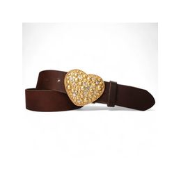 Fronhofer Damen Lederg&uuml;rtel Strass in Dunkelbraun | Gr.: 95 cm