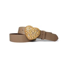 Fronhofer Damen Lederg&uuml;rtel Strass in Taupe | Gr.: 90 cm
