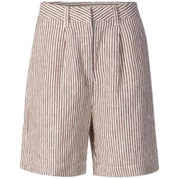 Knowledge Cotton Apparel Damen-Leinenshorts gestreift XS Braun-Wei&szlig;