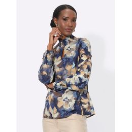 CR&Eacute;ATION L creation L Bluse mit Stehkragen in marine-champagner-bedruckt | Gr.: 36