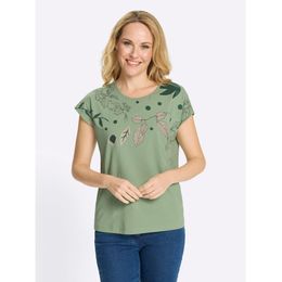 Sieh an! Rundhals-Shirt in eucalyptus-moos-bedruckt | Gr.: 38