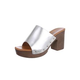 Ital-Design High-Heel Sandalette in Silber | Gr.: 40