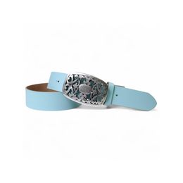 Fronhofer Lederg&uuml;rtel Blumen Schnalle in Aqua | Gr.: 85 cm