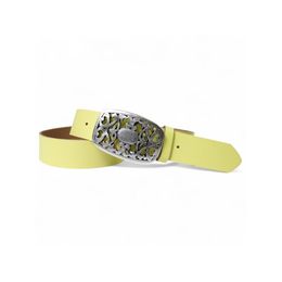 Fronhofer Lederg&uuml;rtel Blumen Schnalle in Lemon | Gr.: 125 cm