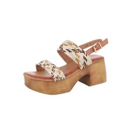 Ital-Design High-Heel Sandalette in Beige und Braun | Gr.: 41